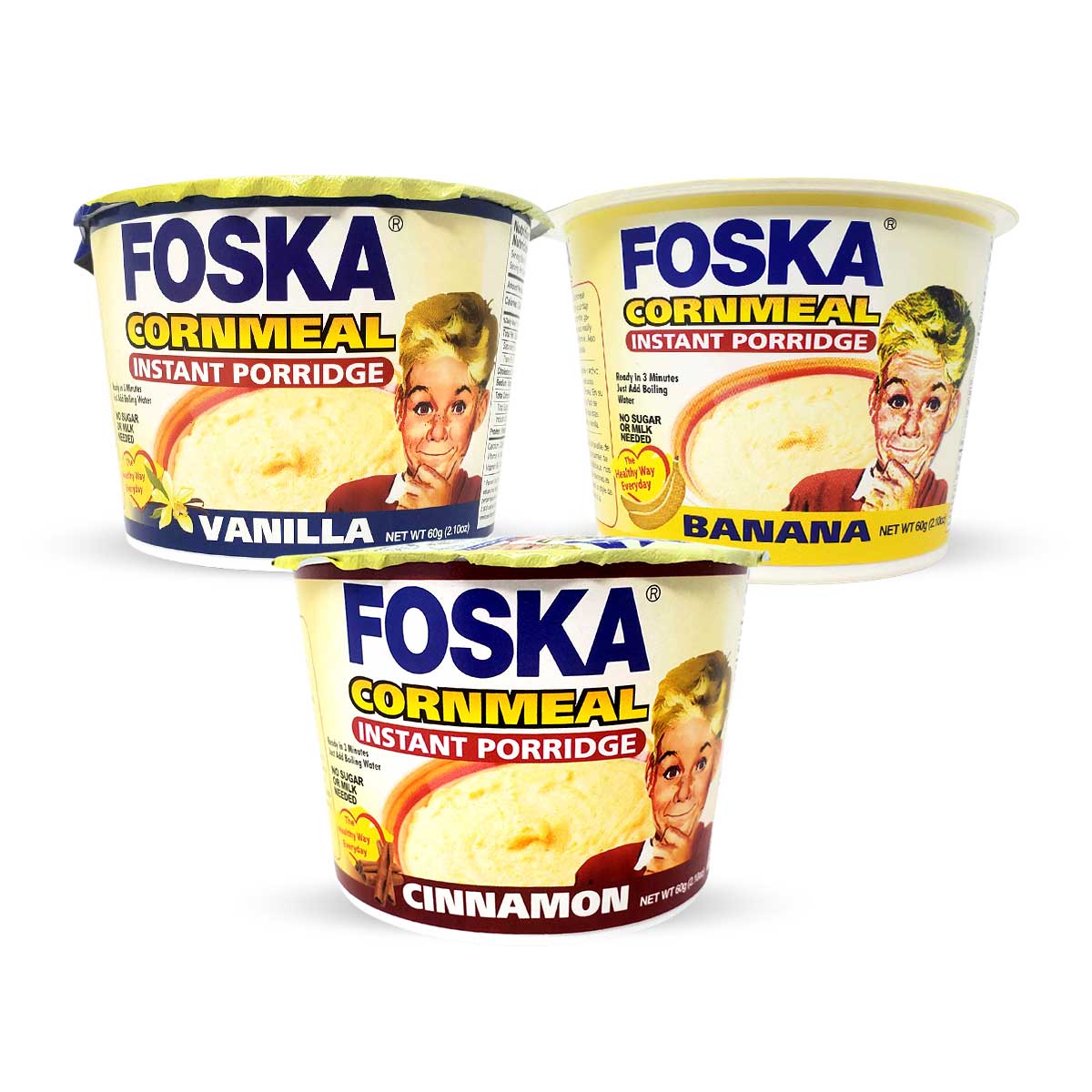 Foska Cornmeal Instant Porridge Bundle 3 Flavors | Caribshopper