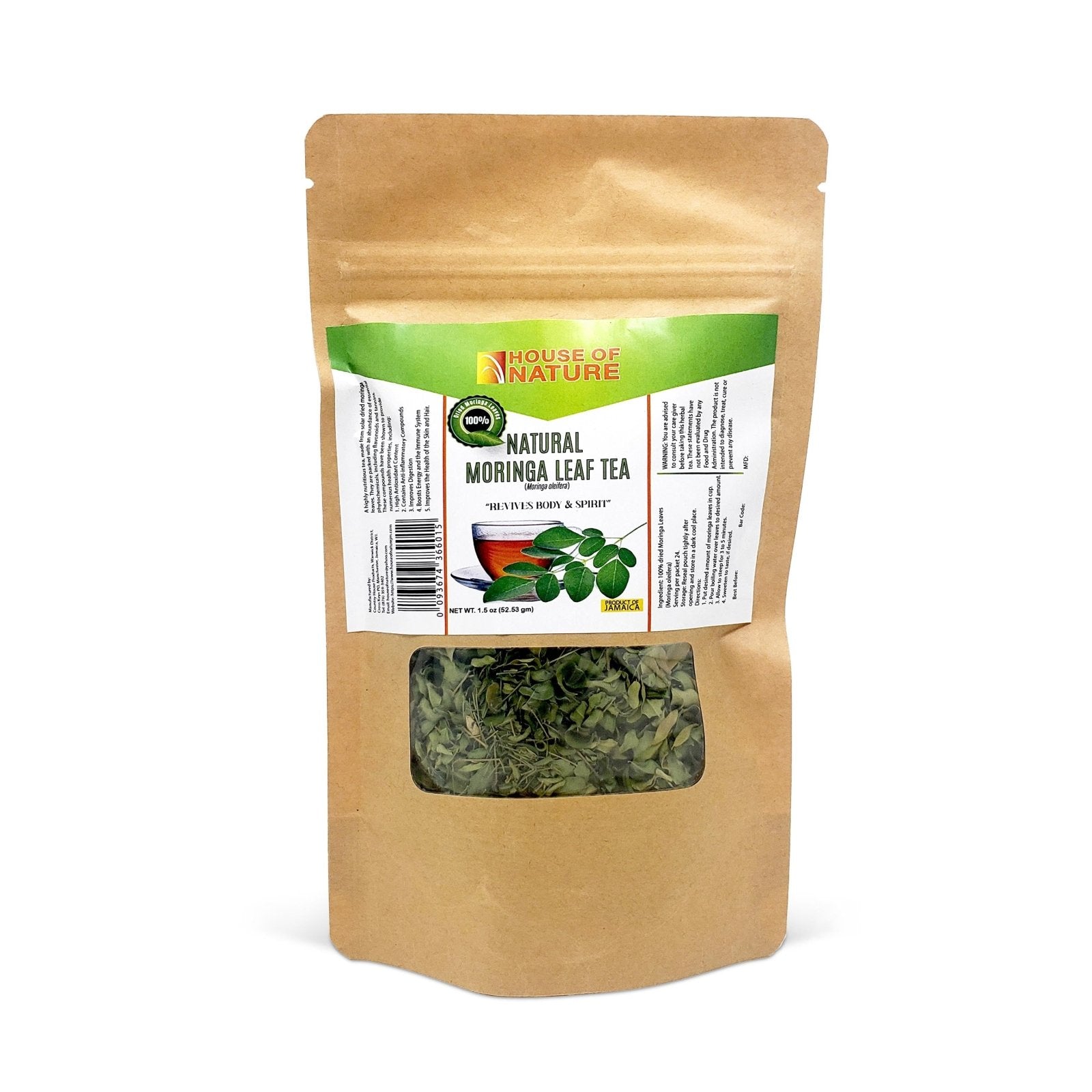 House Natural Moringa Leaf Loose Tea Pouch, 1.5oz – Caribshopper