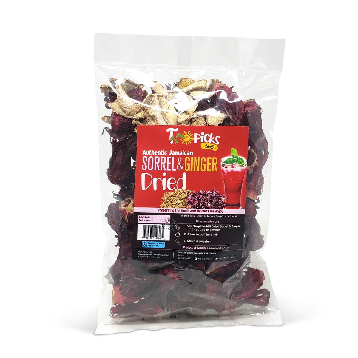 Tropicks365 Authentic Jamaican Sorrel & Ginger Dried, 45g – Caribshopper